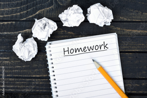 "Homework text on notepad" Stock photo and royalty-free images on ...