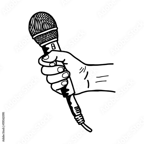 Cartoon Microphone Stand Black And White