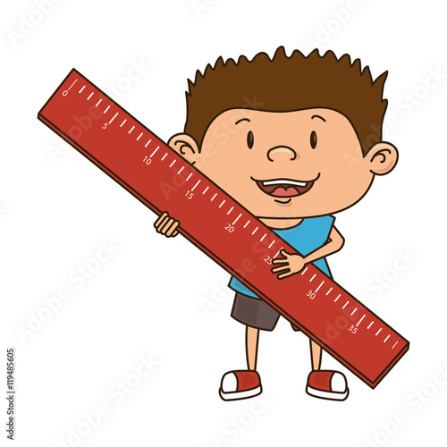 "boy smiling holding a ruler happy child kid face cartoon vector ...