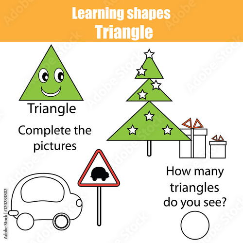 "Educational children game, kids activity. Learning shapes, triangle ...