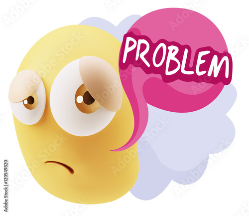 "3d Rendering Sad Character Emoticon Expression saying Problem wi ...