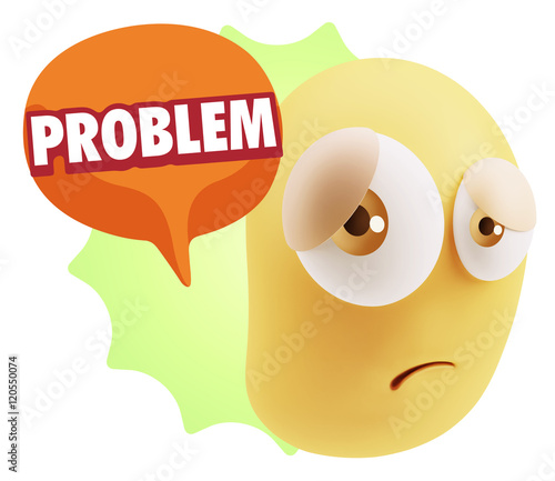"3d Rendering Sad Character Emoticon Expression saying Problem wi ...