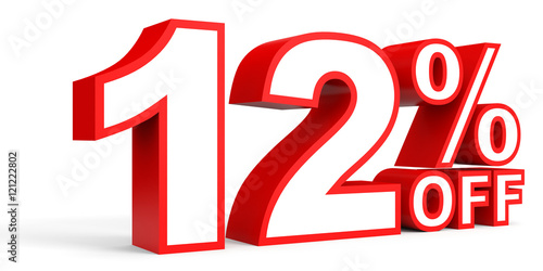 "Discount 12 percent off. 3D illustration on white background." photo ...