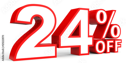 "Discount 24 percent off. 3D illustration on white background." Stock ...