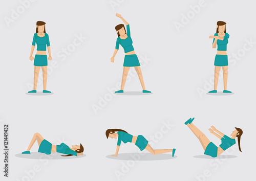 "Woman Doing Warm Up Exercises Vector Character Illustration ...