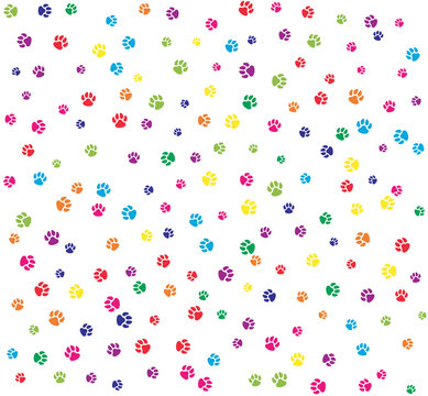 Colorful Paw Prints Background