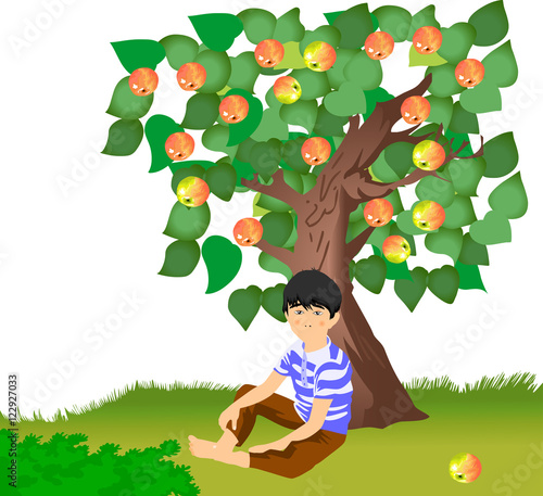 "Boy under apple tree" Stock image and royalty-free vector files on ...