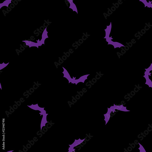 "Purple bats abstract seamless pattern on black background." Stock ...