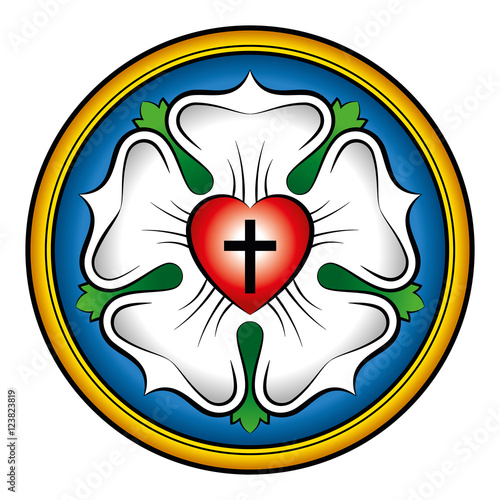 "Luther rose colored calligraphic illustration. Also Luther seal ...