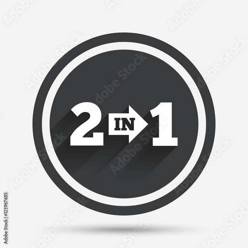 "Two in one sign icon. 2 in 1 symbol with arrow." Stock image and ...