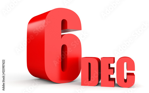 "December 6. Text on white background." photo libre de droits sur la ...