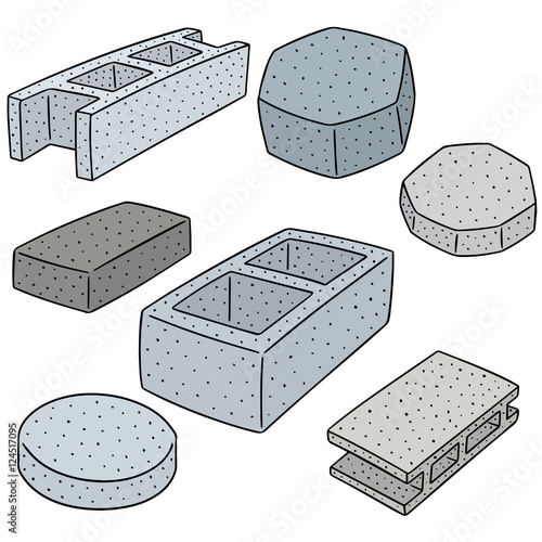 "vector set of concrete construction block" Stock image and royalty ...