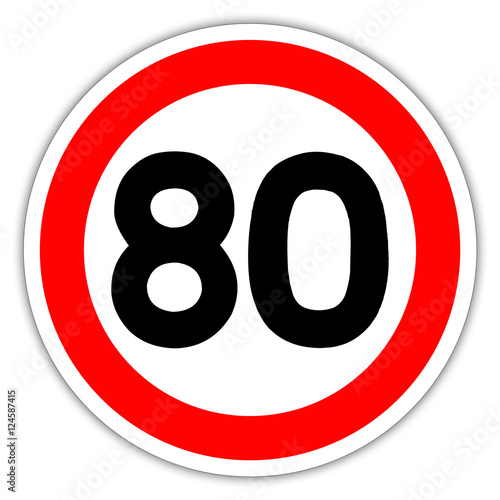 "Panneau routier en France : limite de vitesse à 80 km/h" photo libre ...
