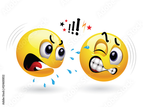 "Smileys arguing. One smiley yelling at another. Humoristic vector ...