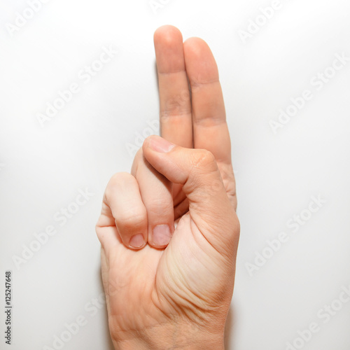  Letter U In American Sign Language ASL For Deaf People Stock Photo
