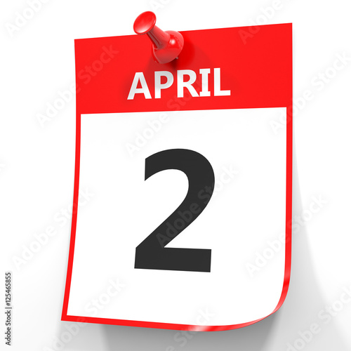 "April 2. Calendar on white background." Stock photo and royalty-free ...