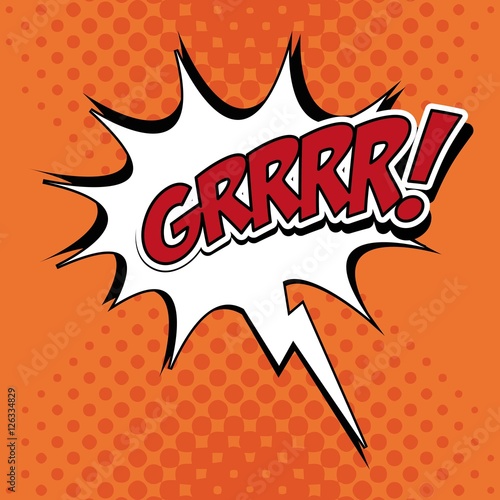 "Bubble pop art of grrrr icon. Comic communication retro and expression ...
