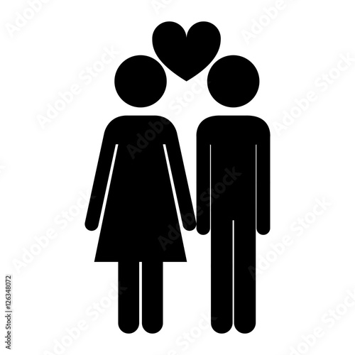 Silhouette Of Couple In Love Icon Over White Background Pictogram
