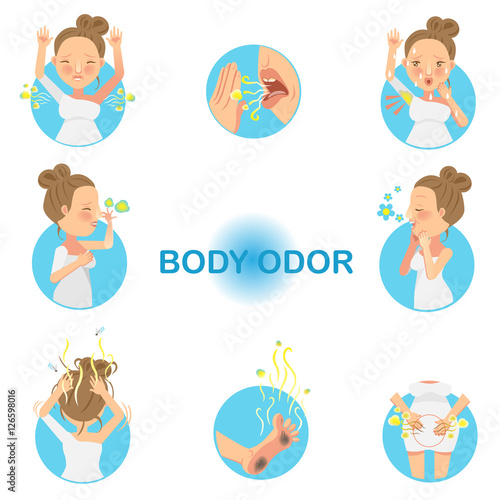 "Body Odor/Women who have had body odor. vector illustration." Stock ...