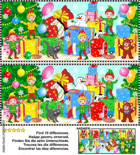 Christmas Or New Year Visual Puzzle Find The Ten Differences Between