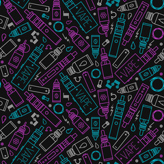 Sewing fabric with Vector icons of vape and accessories seamless ...