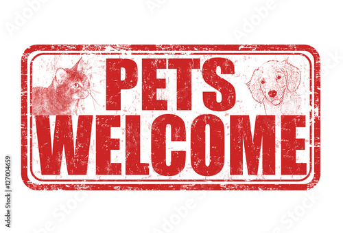 "Pets welcome sign or stamp" Stock image and royalty-free vector files ...