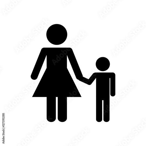 "mother daugther kid pictogram icon vector illustration design" Stock ...