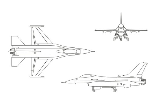 F16 Jet Drawing