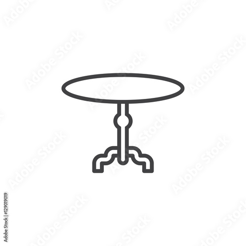 "dining table line icon, outline vector sign, linear pictogram isolated ...