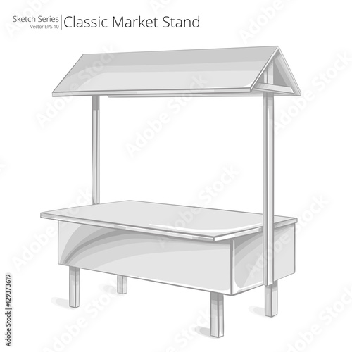 "Market Stand. Vector, Illustration of a Market Stand. Sketch style ...