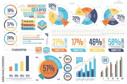 "Business infographics set with different diagram vector illustration ...