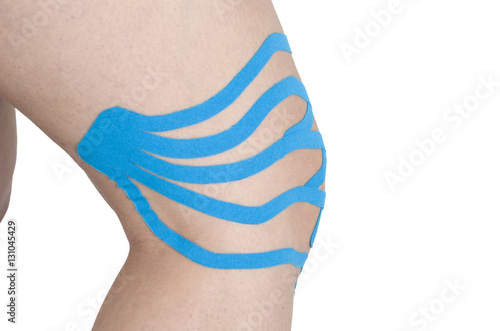 "Lymphatic knee technique, two fan strips. Kinesiology Tape" Stock ...