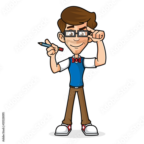 Nerd Guy Holding Glasses Stock Image And Royalty Free Vector Files On