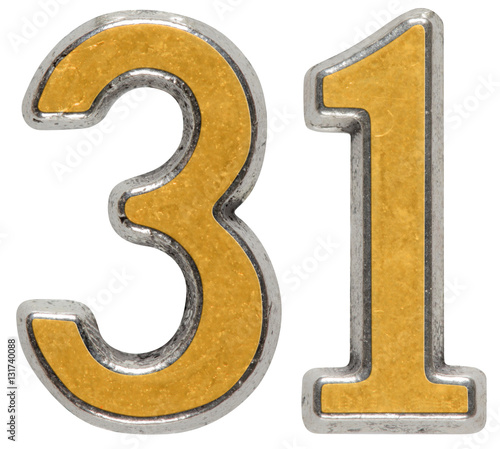 "Metal numeral 31, thirty-one, isolated on white background" Stock ...