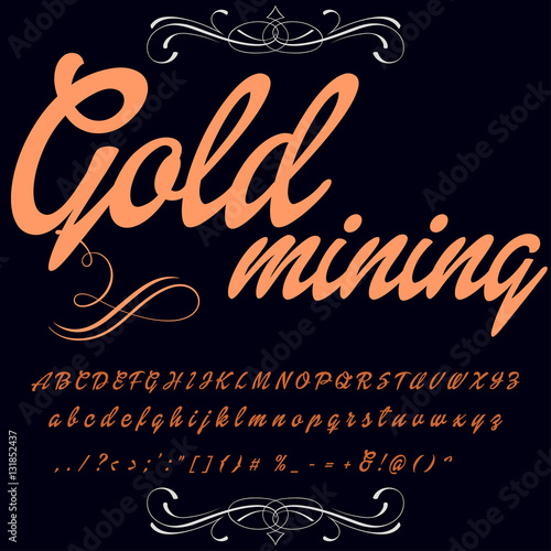 "Script Font Typeface Gold mining vintage script font Vector typeface ...