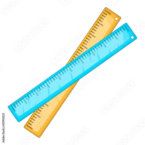 "Two crossed rulers icon. Cartoon illustration of two crossed rulers ...
