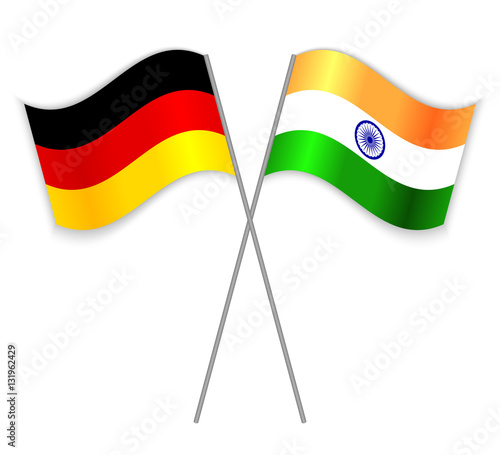 "German and Indian crossed flags. Germany combined with India isolated ...