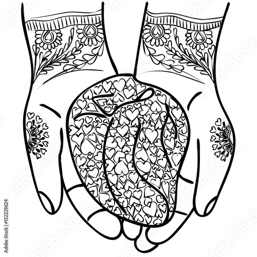 Hand Heart Coloring Pages Sketch Coloring Page