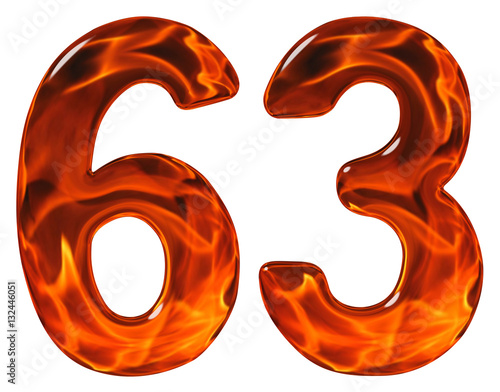 "63, sixty three, numeral, imitation glass and a blazing fire, is ...