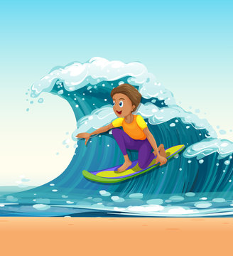 Kids Surfing Clipart