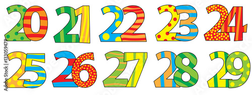 "cartoon numbers 20-29 isolated on white background" Stock image and ...