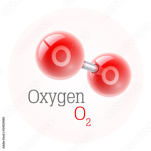 "Chemical model of oxygen molecule. Assembly elements" Stock image and ...