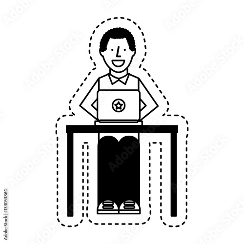 "person using computer icon vector illustration design" Stock image and ...