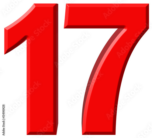 "Numeral 17, seventeen, isolated on white background, 3d render" Stock ...