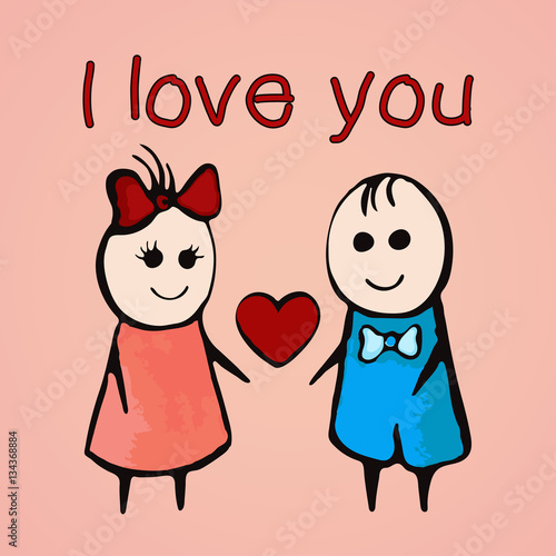 "I love you, card for Valentine's Day February 14th, banner, poster ...