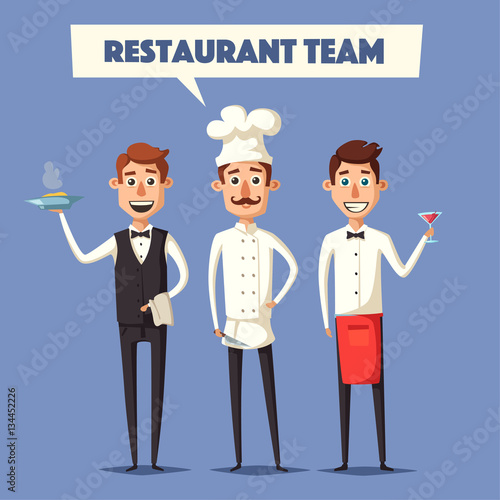 "Restaurant team. Cartoon vector illustration." Stock image and royalty ...