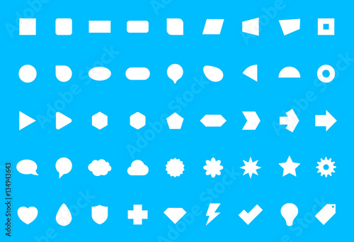 "Big Flat White Generic Icon Shapes Set Vector" Imagens e vetores de ...