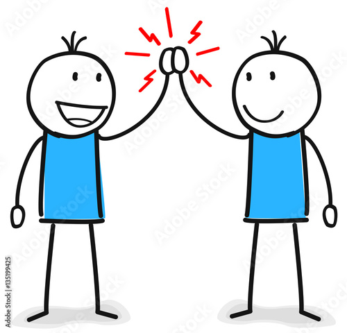 "Zwei Figuren geben sich ein High Five Handschlag" Stockfotos und ...