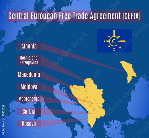 "Vector map of the Central European Free Trade Agreement (CEFTA ...