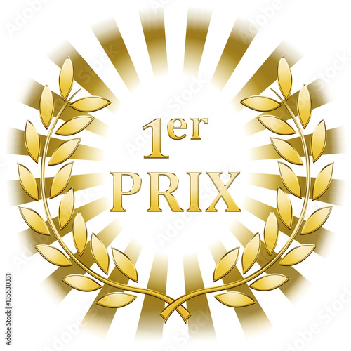 "Lauriers 1er PRIX or sur fond blanc" photo libre de droits sur la ...